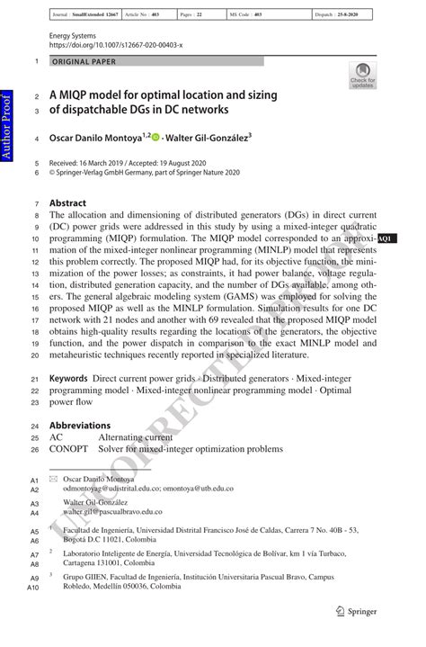 pdf a miqp model for optimal location and sizing of dispatchable dgs