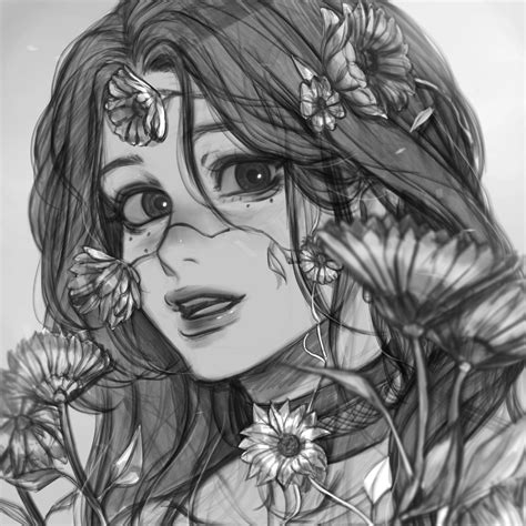 연필 느낌 흑백 스케치 커미션 폿홋 Crepe