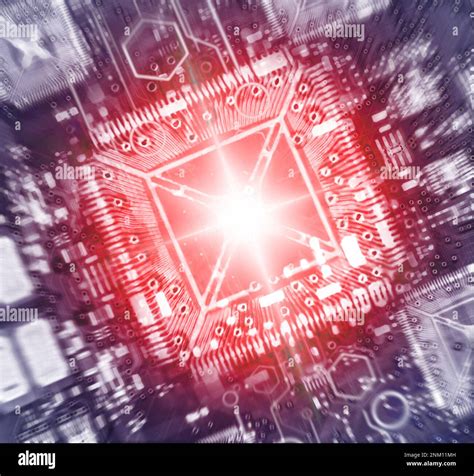 X Ray Of The CPU On Circuit Board Blue Abstract Technology Background