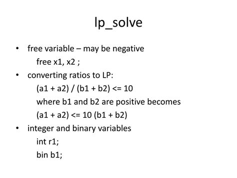 Ppt Linear Programming Lpsolve Max Flow Dual Powerpoint