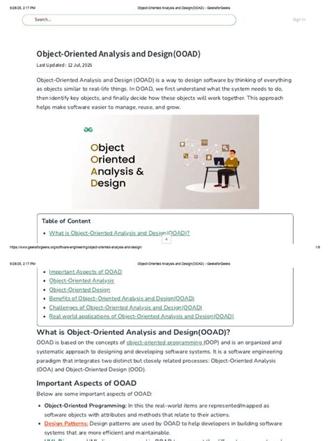 Object Oriented Analysis And Design Ooad Geeksforgeeks Pdf