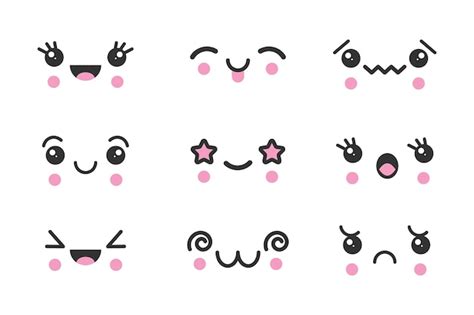 Premium Vector Hand Drawn Flat Design Kawaii Face Collection