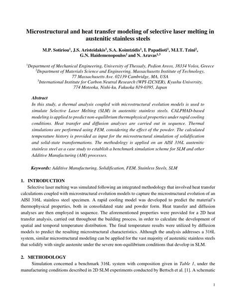 Pdf Microstructural And Heat Transfer Modeling Of Selective Laser