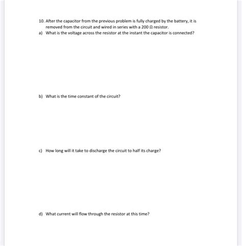 Solved After The Capacitor From The Previous Problem Is Chegg Com