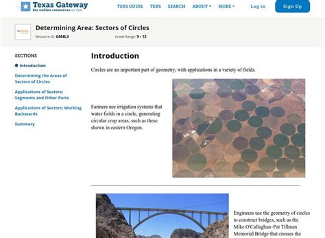 texas gateway determining area sectors of circles unit plan for 9th