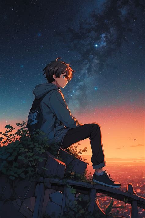 Anime Boy Sitting Alone
