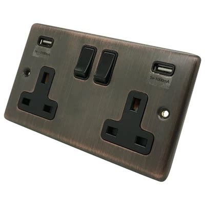 Classic Antique Copper Plug Socket With USB Charging