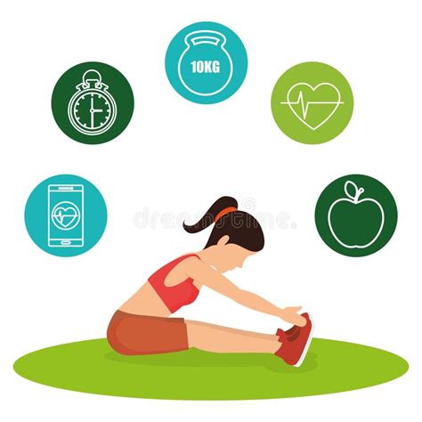 Ejercicio Practicante Del Atleta De Sexo Femenino Ilustración Del