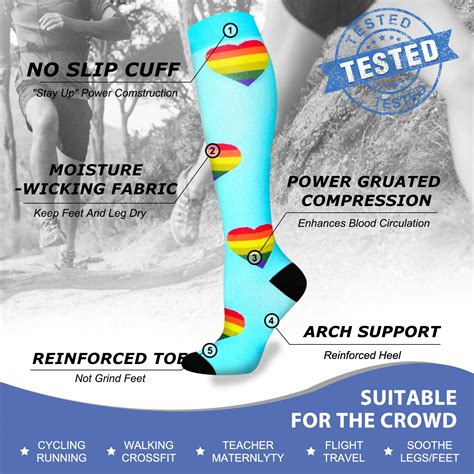 6 Pairs Cool Stylish Design Compression Socks （20 30mmhg） Actinput