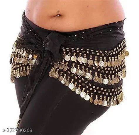 Black Belly Dance Belt Hip Scarf Waistband Belt Color Bead Golden Coins
