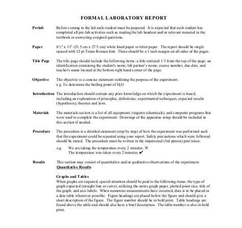 Formal Lab Report Template 2 Templates Example Templates Example