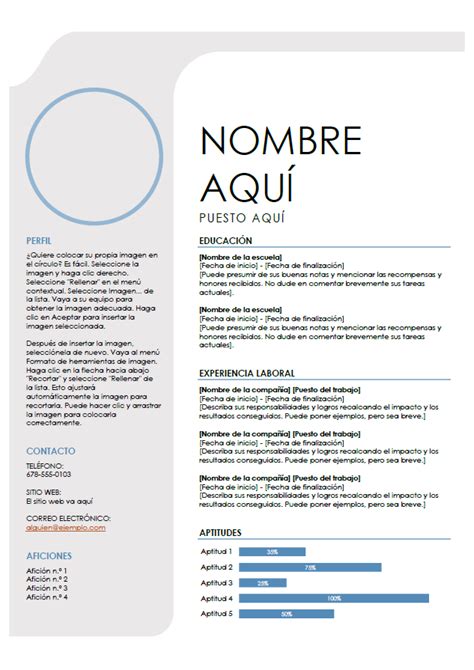 Descargar ️ Formato Hoja De Vida Sencilla En Word Azul 029 Hv Cv