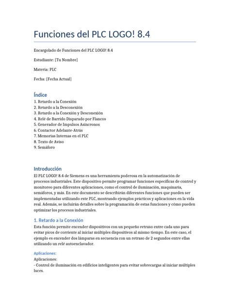 Funciones Plclogo8 4 Pdf Controlador Lógico Programable Semáforo