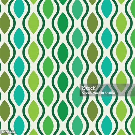 Pertengahan Abad Modern Geometris Ogee Oval Pola Mulus Dalam Warna
