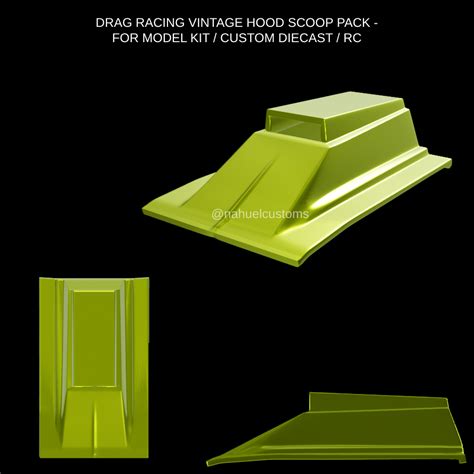 Stl File Drag Racing Vintage Hood Scoop For Model Kit Custom