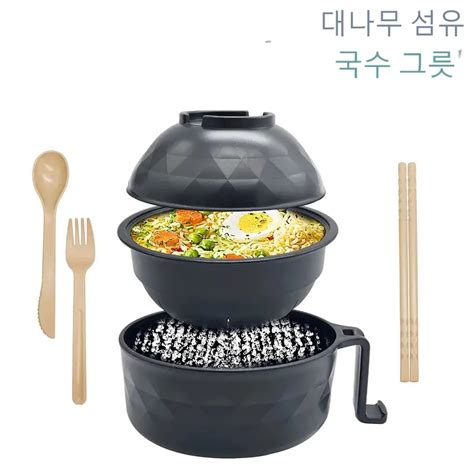 1set 라면 그릇 세트 전자 레인지 라면 조리기 빠른 라면 그릇과 젓가락 대학 기숙사 필수품 식기 세척기 Temu