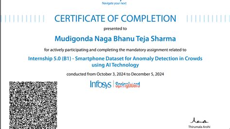 Infosys Springboard Internship Certificate