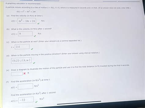 solved a graphing calculator is recommended a particle moves
