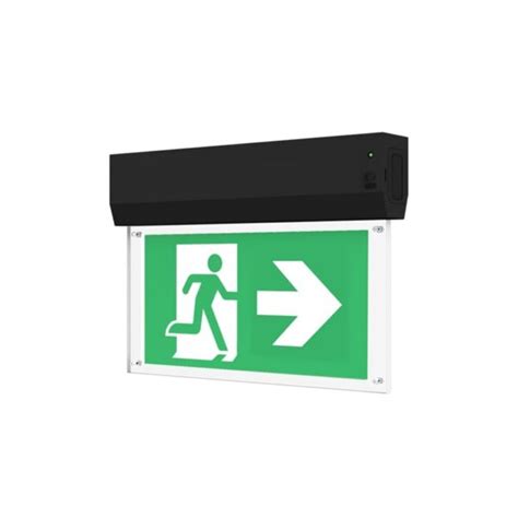 Led Exit Sign Surface Mount Black At Incl Pictogram Masterlight