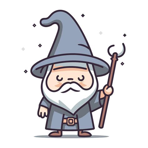 Wizard Cartoon Character Vector Illustration Cute Wizard Character