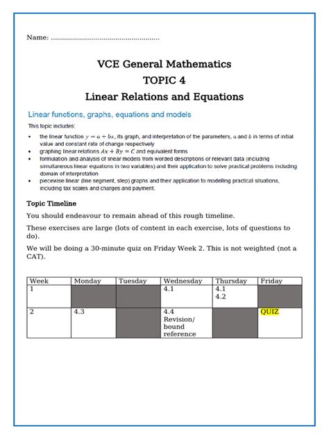 Topic 4 Linear Functions Graphs Equations And Models 10 Pdf Slope Equations