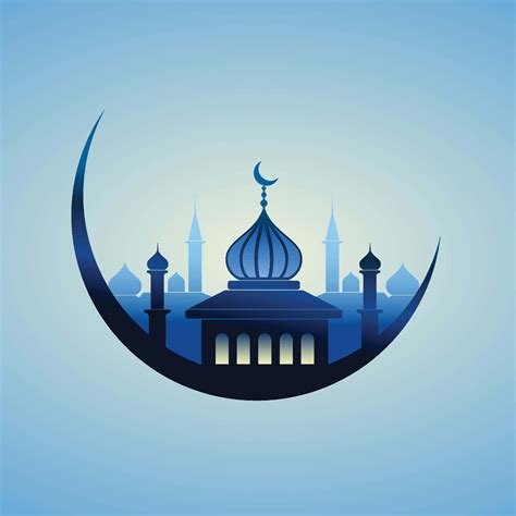 Download Mosque Inside A Crescent Moon Islamic Background