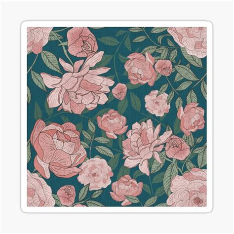 Victorian Peony Blue BG Sticker For Sale By Latoblab Redbubble