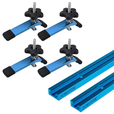 Powertec 24 In X 2 Universal T Track With 4 Pieces Hold Down Clamp