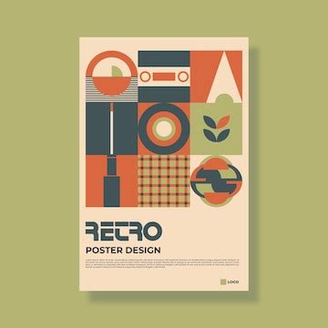 Geometric Retro Poster Design Vector Illustration Premium Vector
