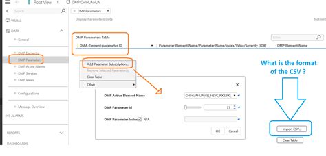 importing dmp dataminer probe parameters by csv file what is the