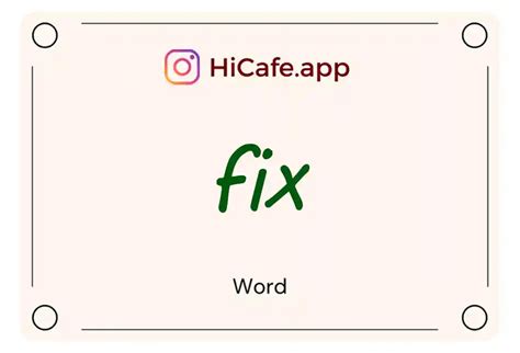 English Word Fix Meaning And Definition Hicafe