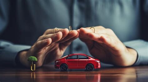 Businessman Holding Umbrella Covering Red Car Premium Ai Generated Image