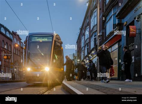 Luas Tram And Passengers At Abbey Street Station Red Line Dublin