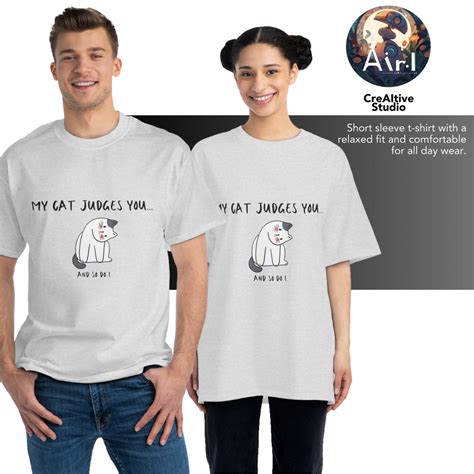 My Cat Judges You And So Do I Cat Graphic T Shirt Funny Text Meme Etsy