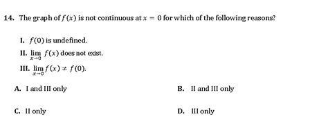solved 14 the graph of f x is not continuous at x 0 for