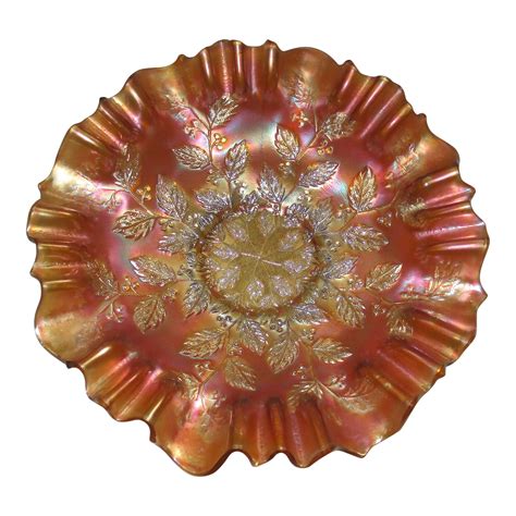 Antique Fenton Holly Berry Marigold Carnival Glass Bowl 95 Chairish