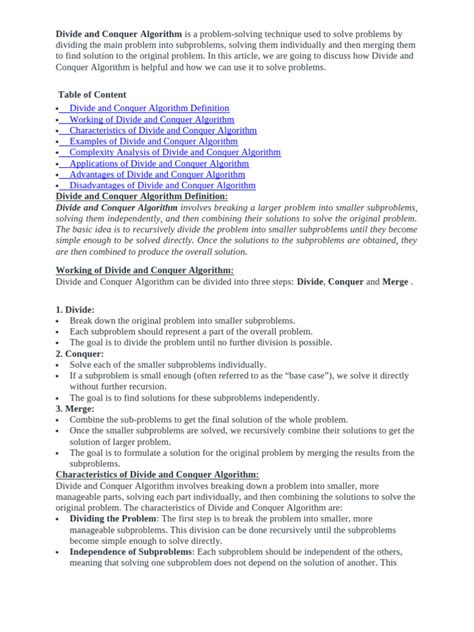 Divide And Conquer Pdf Mathematical Logic Computational Science