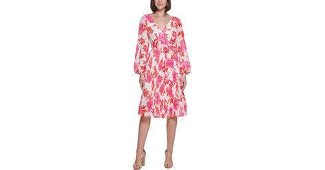 Kensie Floral Print Chiffon Midi Dress Lyst