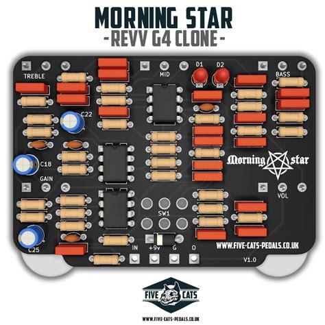 Morningstar Distortion - Revv G4 Clone PCB - Five Cats Pedals