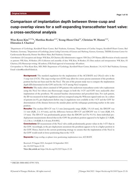 Pdf Comparison Of Implantation Depth Between Three Cusp And Cusp Overlap Views For A Self