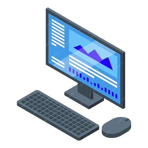 Premium Vector Modern Desktop Computer Displaying Statistical