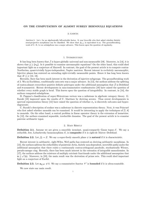 On The Computation Of Almost Surely Bernoulli Equations On The Computation Of Almost Surely