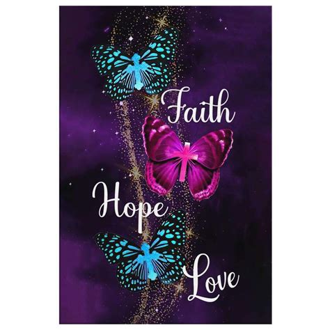 Christian Wall Art Faith Hope Love Butterfly With Cross Canvas Art