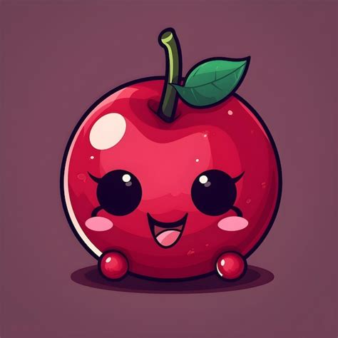 Premium Ai Image Red Small Cherry Cute Kawaii Cartoon Character