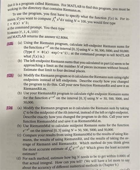 Using And Modifying The Riemann Program Exercises Chegg