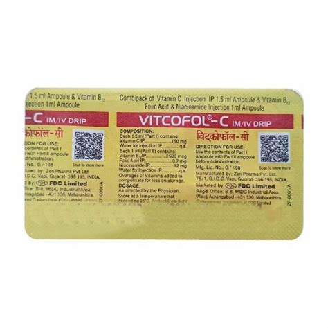Vitcofol C Injection At ₹ 51 Vial Anaemia Medicine In Nagpur Id