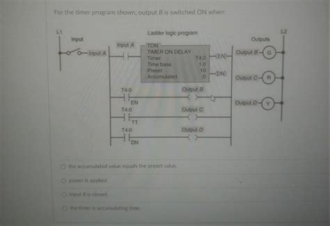 Solved For The Timer Program Shown Output B Is Switched ON Chegg