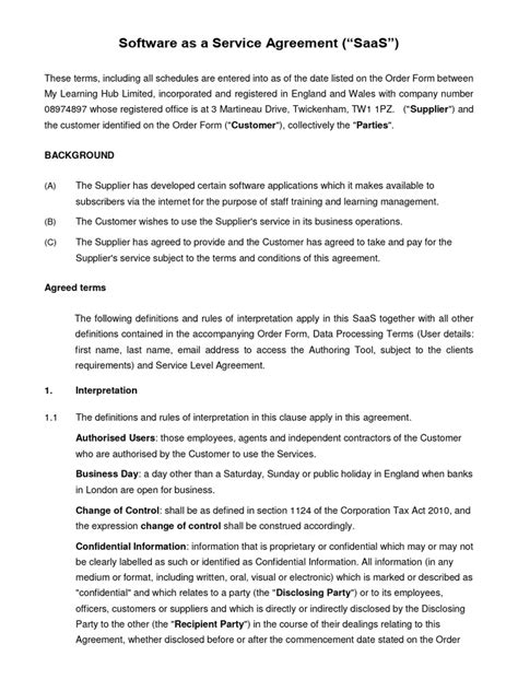 Mlh Saas Agreement Pdf