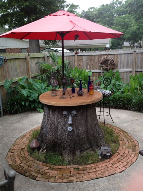 My Stump Table Backyard Swings Outdoor Decor Backyard Backyard