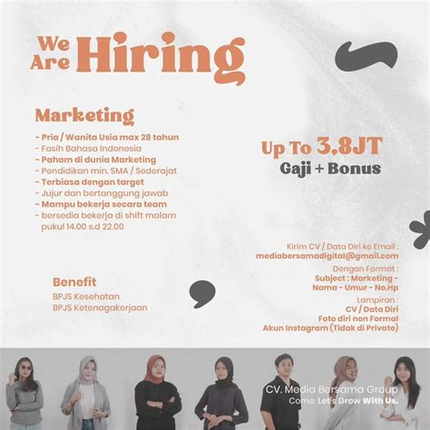 Lowongan Kerja Juli 2023 Marketing CV Media Bersama Digital Di Solo